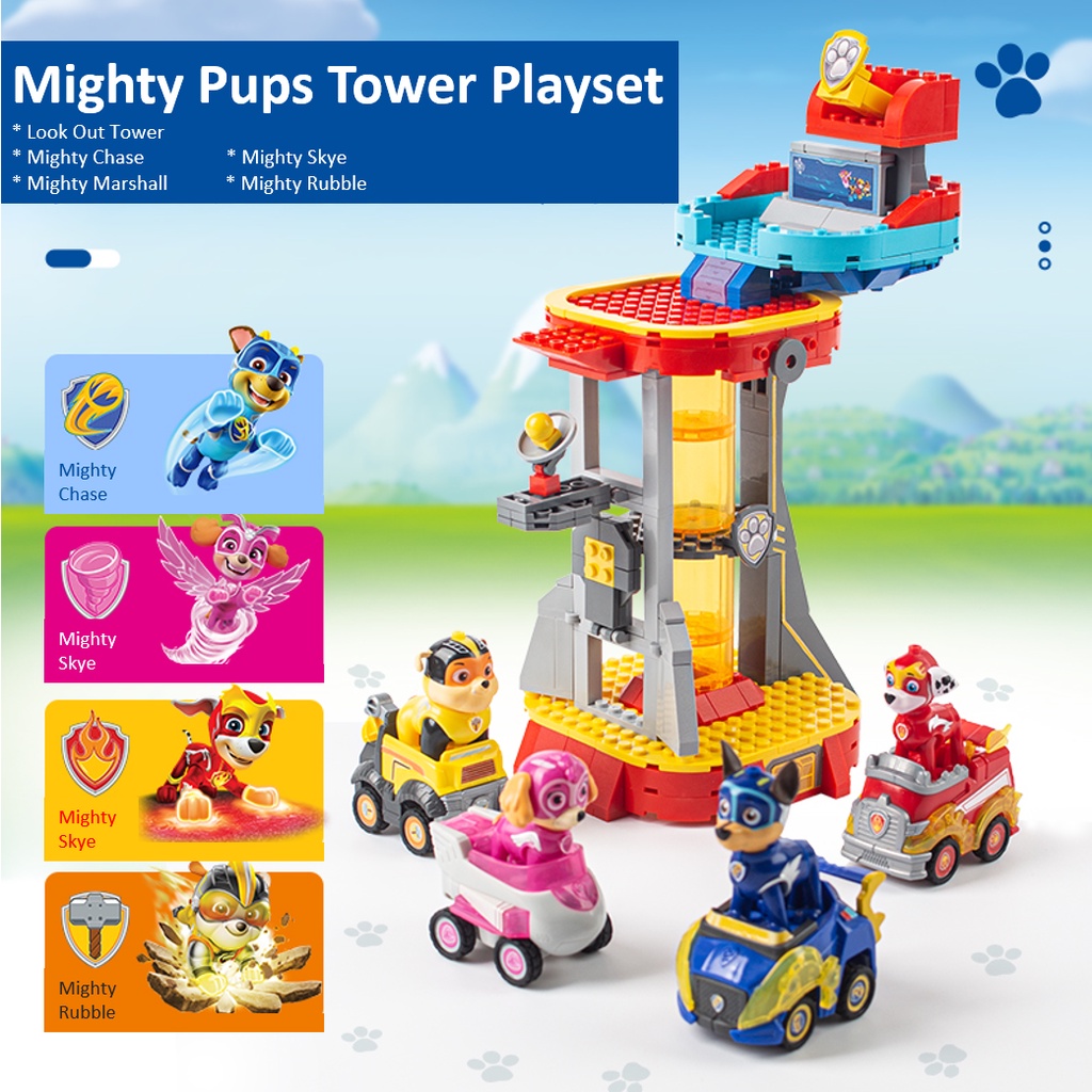 [SG STOCK]Paw Patrol Mighty Pups Look out Tower Block Playset Paw ...
