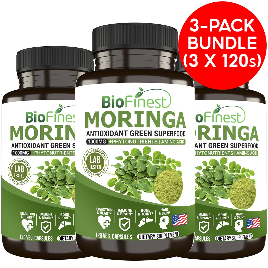 [Bundle of 3] Biofinest Moringa Leaf 1000mg Supplement - Superfood ...