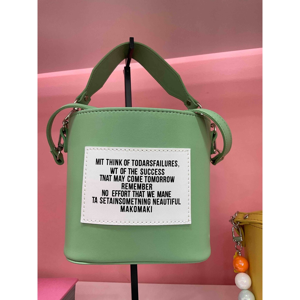 MAKOMAKI Bucket Drawstring Crossbody Handbag - Mint Green (with 2 types ...