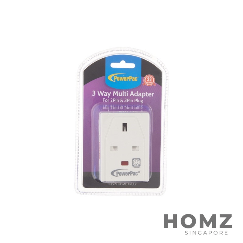 Powerpac 3 Way Multi Adaptor With 2 Pin Direct Plug (Neon Led On/Off ...