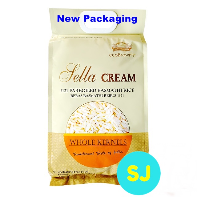Ecobrown's Sella Cream Basmathi Rice (Parboiled) 2kg / 5kg | Shopee ...