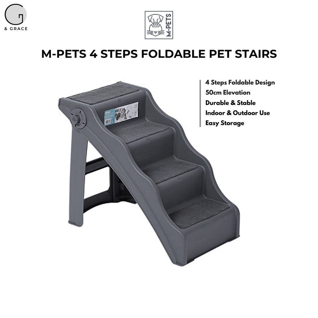 M-PETS 4 STEPS Foldable Pet Stairs / Pet Ladder / Pet Ramp | Shopee ...