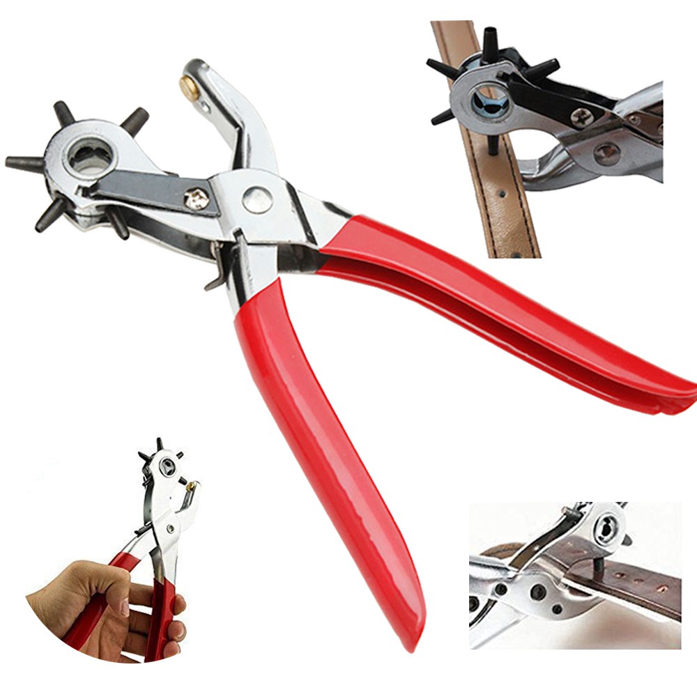 6 Multi Hole Sizes Leather Belt Hole Punch Plier Eyelet Puncher Revolve