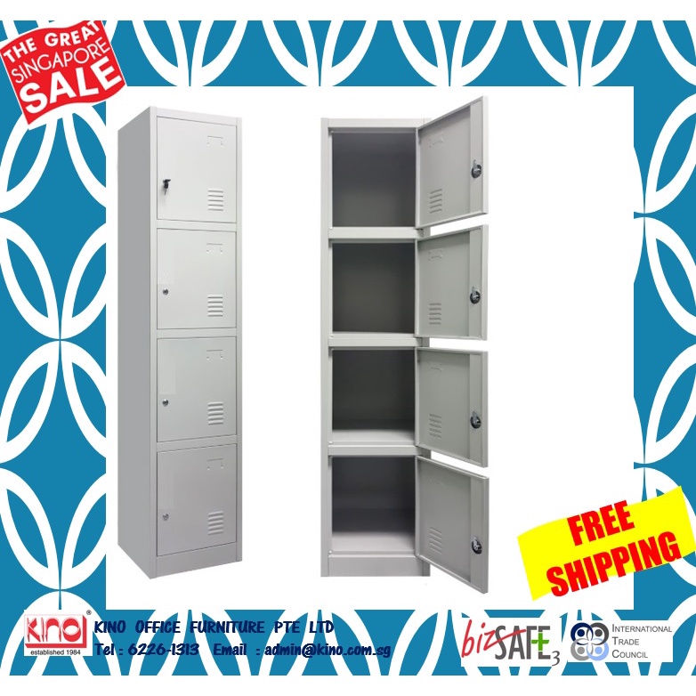 Steel locker c/w 4 door compartment & key lock | Shopee Singapore