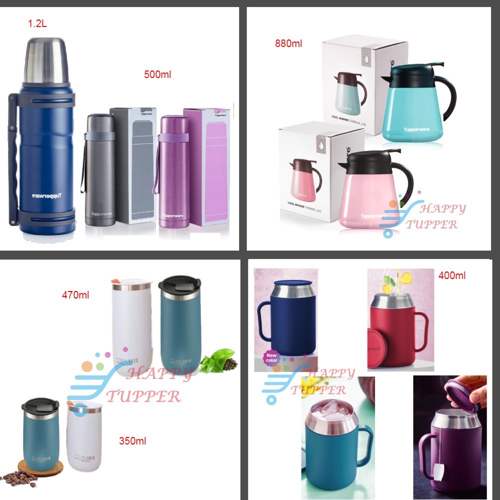 Tupperware Thermal Series (Cool Warmie 800ml/ Insulated Mug 400ml/ Xploris Thermal 1.2L / Duo ...