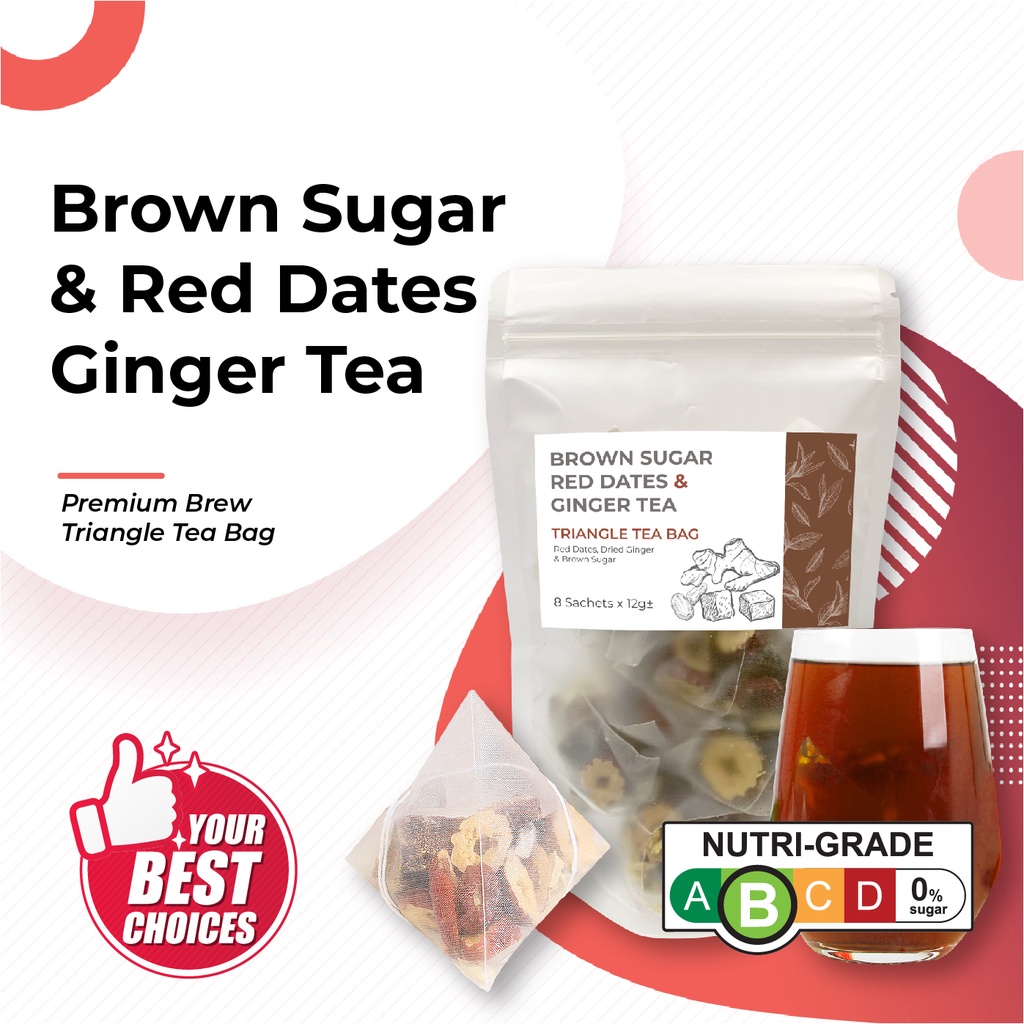 Brown Sugar & Red Dates Ginger Tea Triangle Tea Bag (12g x 8 Bags ...