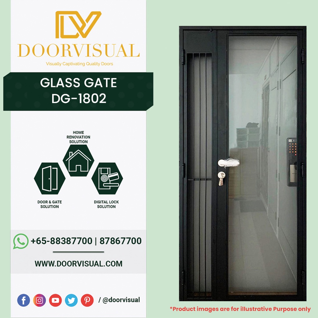 Tempered Glass Gate DLC-1802 | Tempered Glass Gate For HDB / CONDO ...