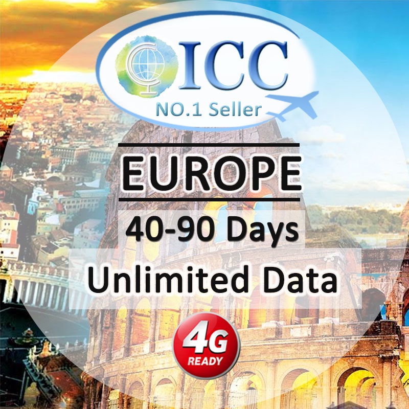 [ICC] Europe & UK(EU-D) 40-90 Days Unlimited Data SIM (Balkans, Russia ...