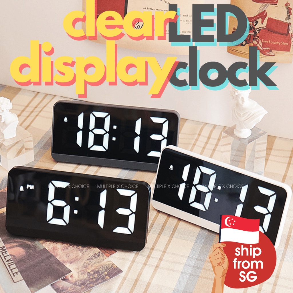 Clear Display LED Wall Hanging & Table Alarm Clock | Shopee Singapore