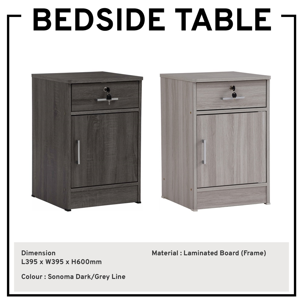 Bedside Table with 1 Drawer Locker Cabinet Side Table Pedestal Storage ...