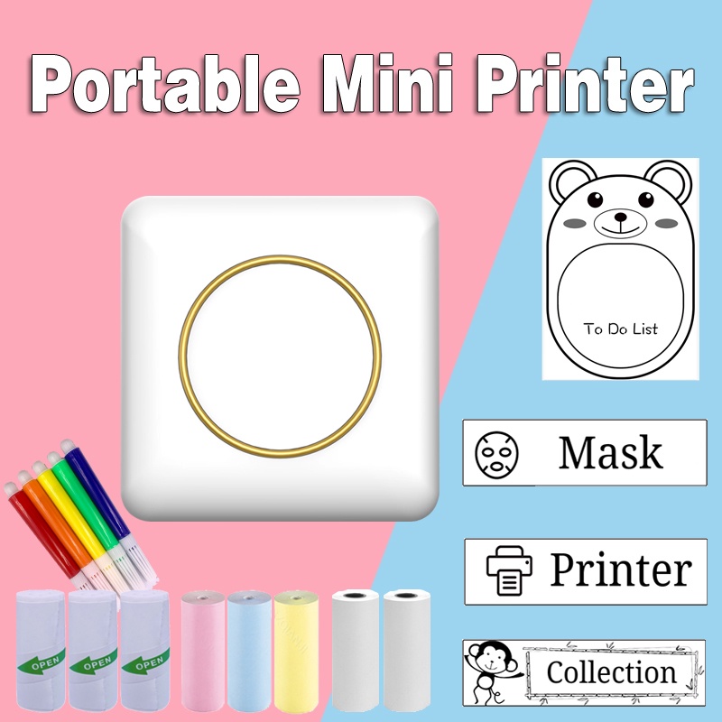 Mini Portable Thermal Printer Paper Photo Pocket Thermal Printer ...