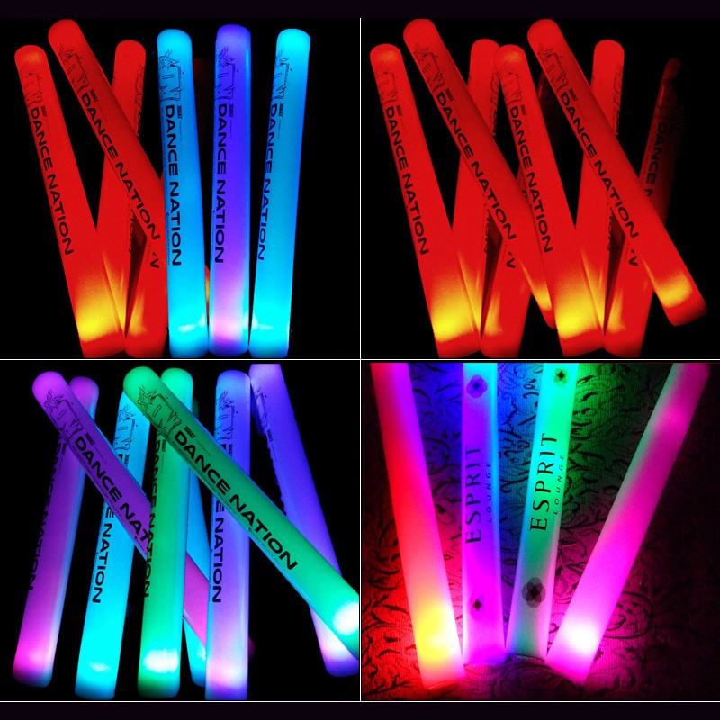 20pcs RGB LED Glow Sticks Lighting Foam Stick Colorful Flashing For ...