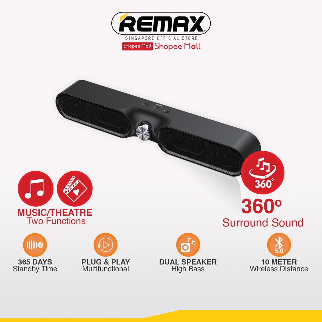 [Remax Audio] RB-M12 Gemini Series 360 Surround Desktop Dual Speaker Hi Bass Portable Wireless ...