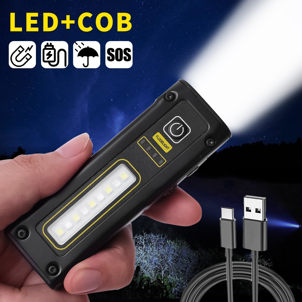 7 Gear Mini Flashligh,Dual Light Source Flashlight,TYPE-C Fast Charging ...
