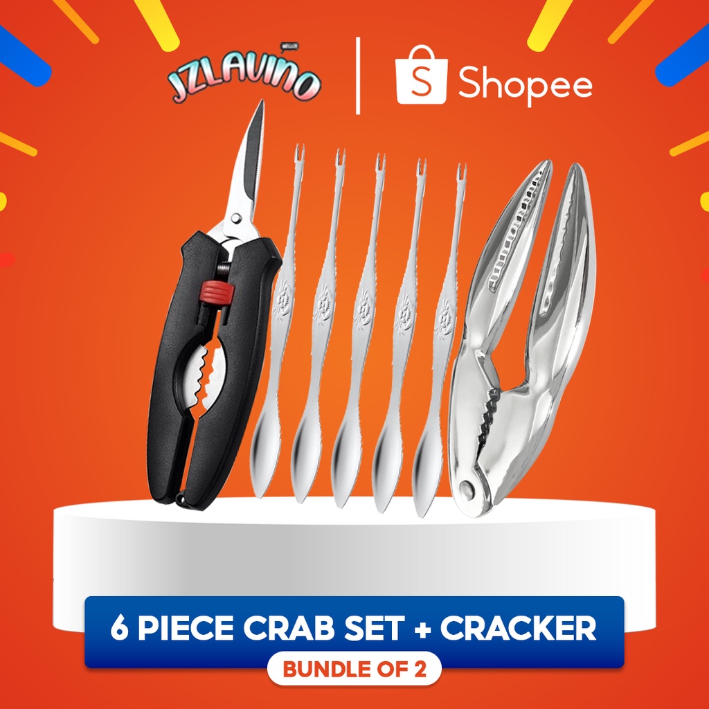 [Bundle of 2] 6 Piece Seafood Tool Kit + Crab Cracker | Shopee Singapore