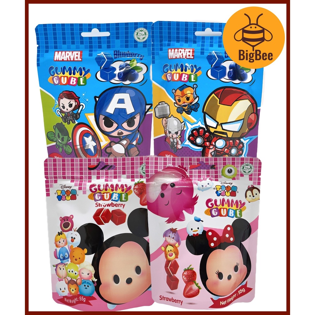 Gummy Cube - 55g x 2pkts Marvel Blueberry / Tsum Tsum Strawberry Gummy ...