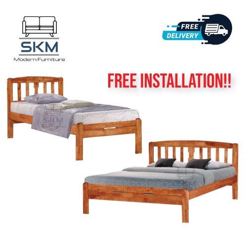 Solid Wooden Bed Frame | SKModern Funrniture | FREE INSTALL | READY SG ...