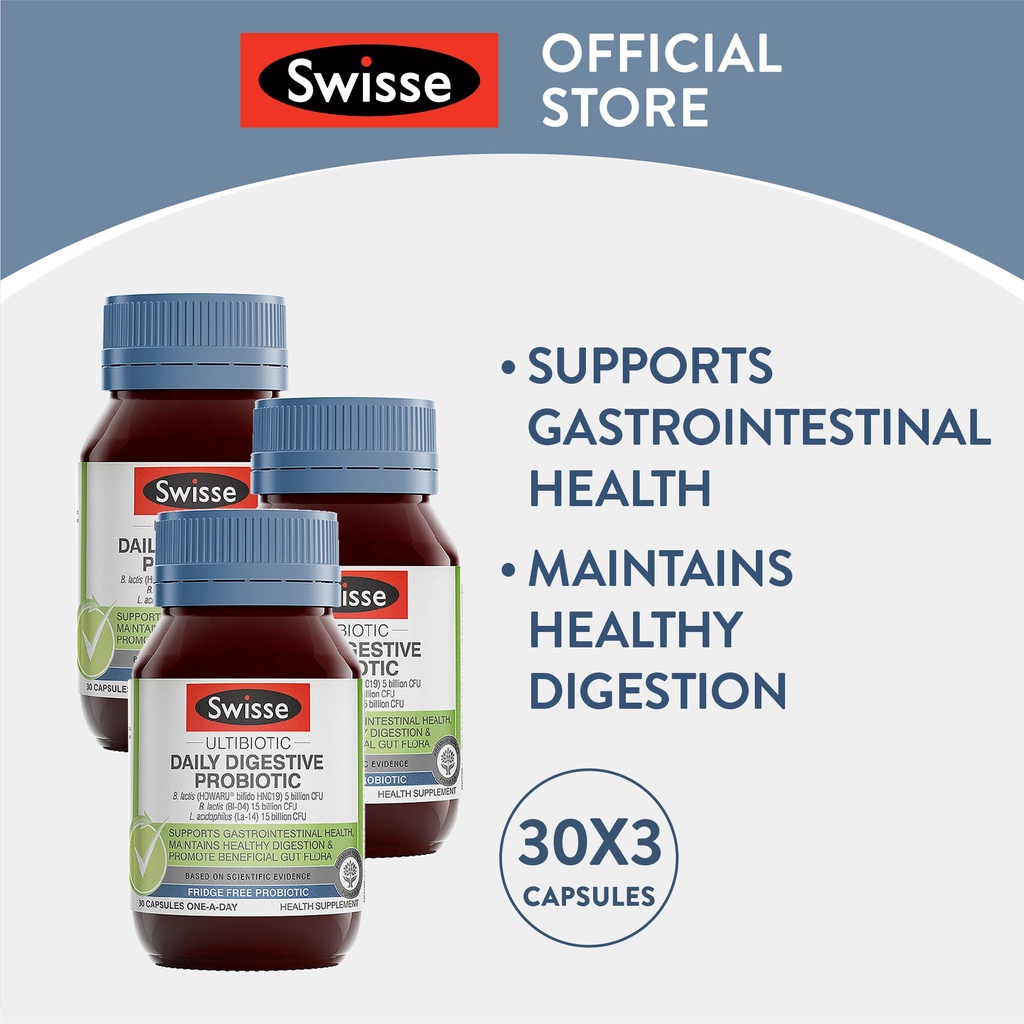 [Triple Pack] Swisse Ultibiotic Daily Digestive Probiotic 30 Caps ...