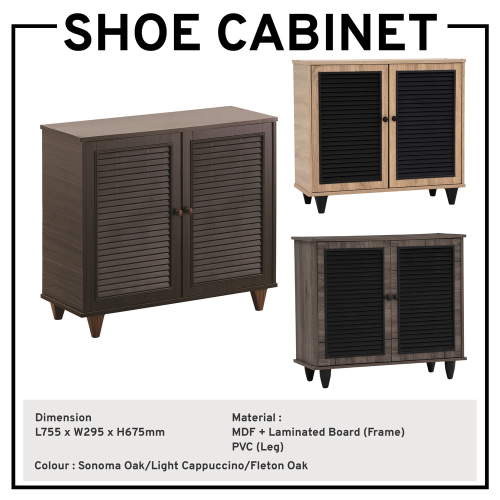 Low Shoe Cabinet Shoe Rack 2 Door Shoe Storage Cabinet | Shopee Singapore