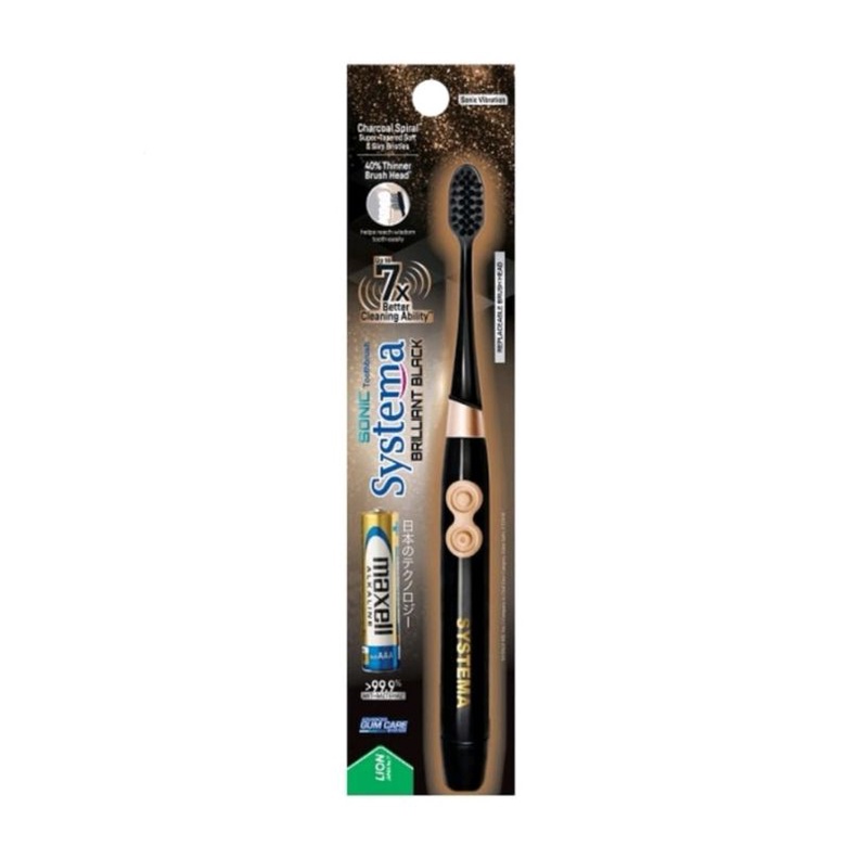 Systema Sonic Powered Toothbrush Brilliant Black (Compact Head ...