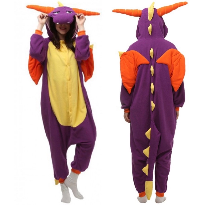 Spyro the Dragon Cartoon Character Overall Kigurumi Onesie Pajamas ...