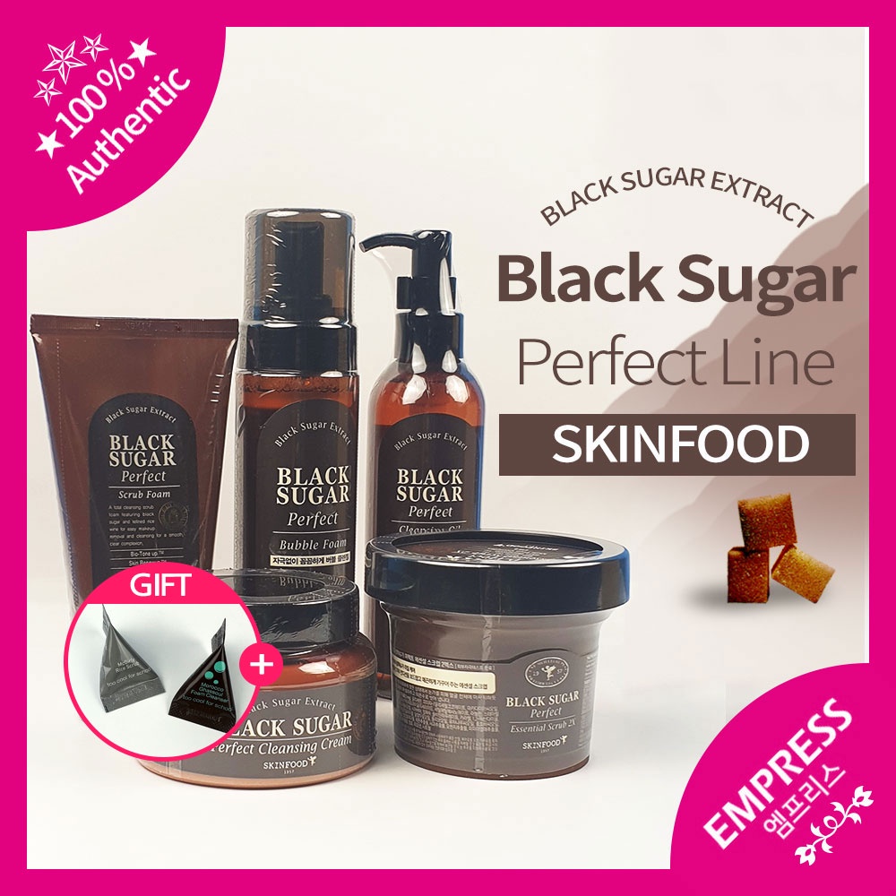 [SKINFOOD] Black Sugar Perfect Line (Scrub Foam Cleansing, Bubble Foam ...