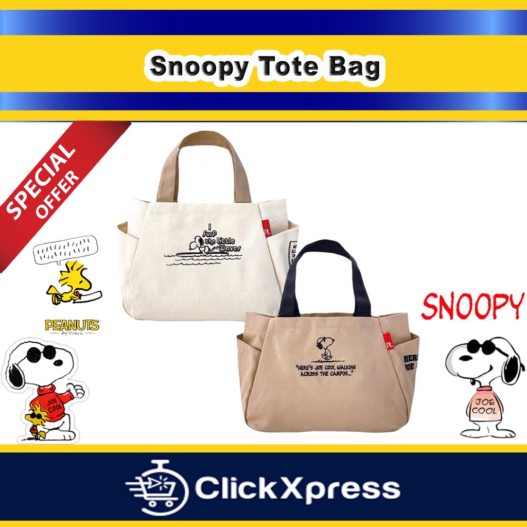 Snoopy Tote Bag- Canvas Tote | Snoopy Bag | Jpn Style Fashion | Snoopy ...