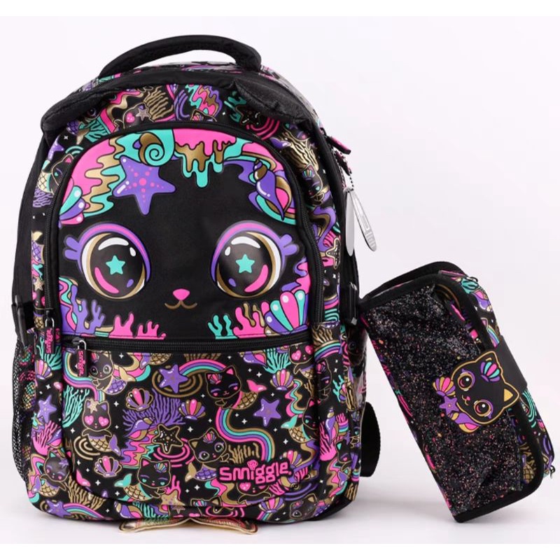 Smiggle bagpack for primary school black cat bag sekolah rendah smiggle ...