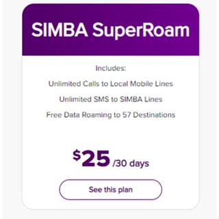 TPG(simba) SUPER ROAMING $25 PLAN RENEW | Shopee Singapore