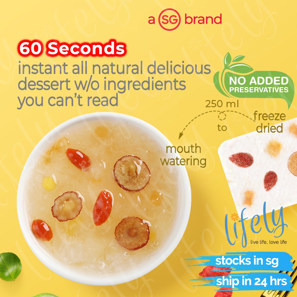 Lifely Instant Food - Dessert In 60 Seconds, 代餐，银耳羹红枣， All Natural with ...