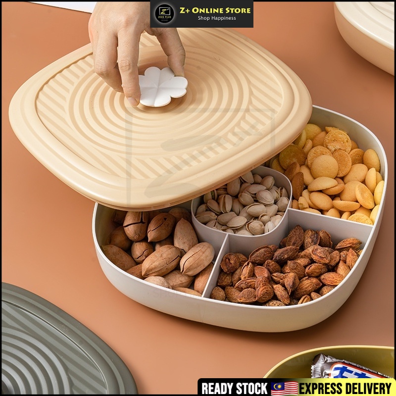 5 Compartments Candy Snack Nuts Container Food Storage Tray New Year ...