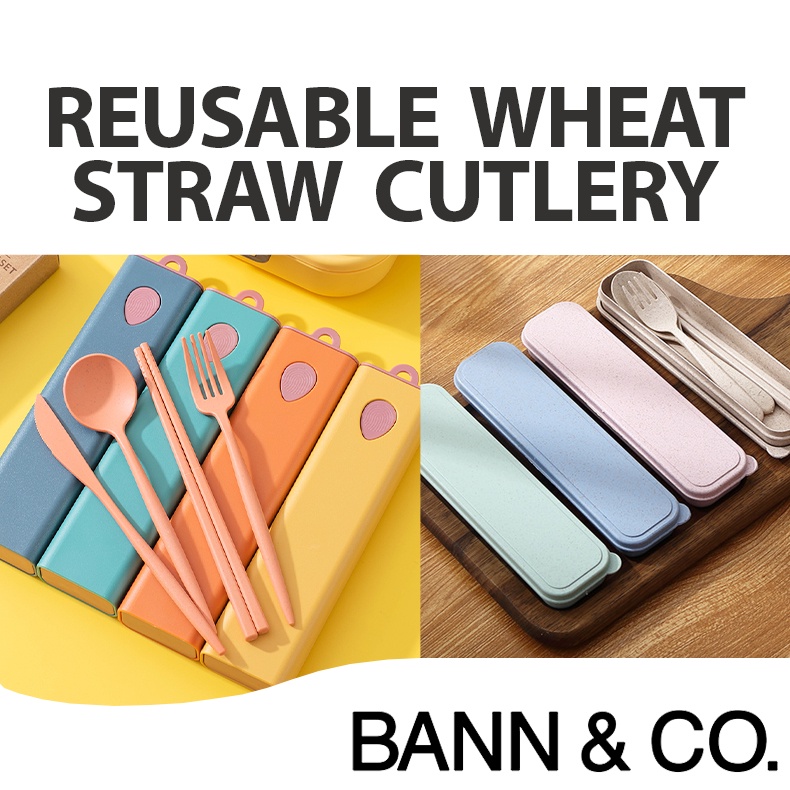 Portable/Reusable Cutlery/Utensil Set (Eco-Friendly Wheat Straw ...