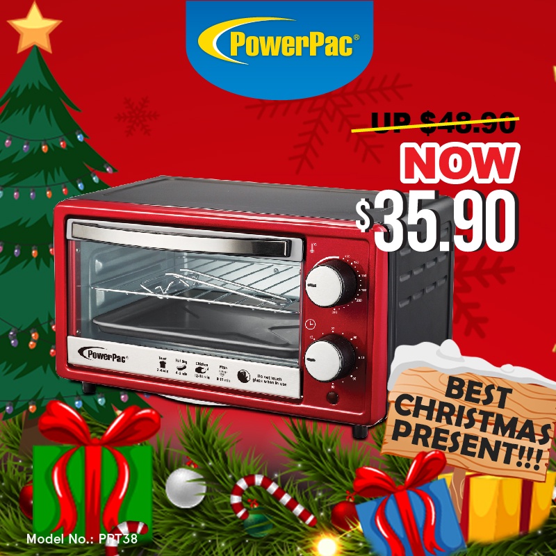 PowerPac Electric Oven 10L with 1 sets of baking tray and grill and ...