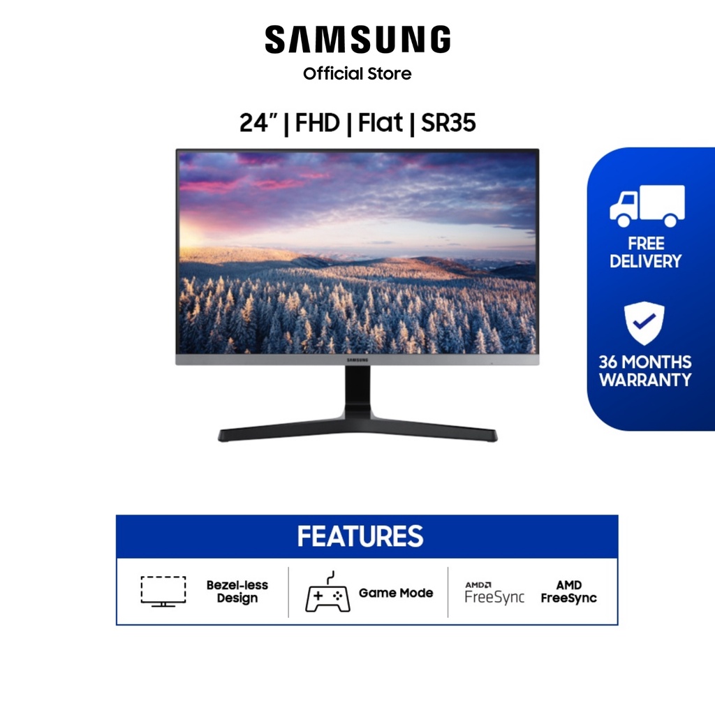 Samsung 24" SR350 Bezel-less LED Monitor / LS24R350FZEXXS / 36 Months ...