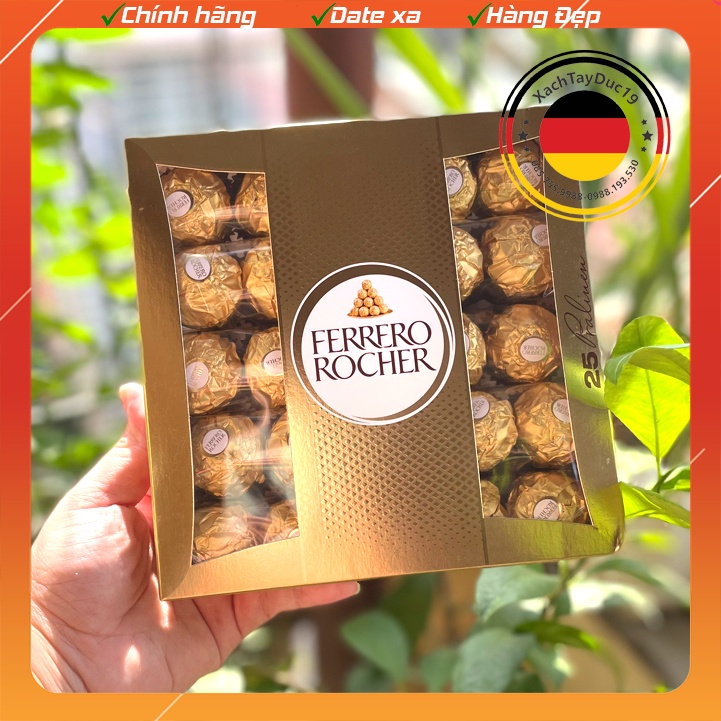 German Ferrero Rocher Pralinen Chocolate, 25 Tablets 312g (Date 3 / ...