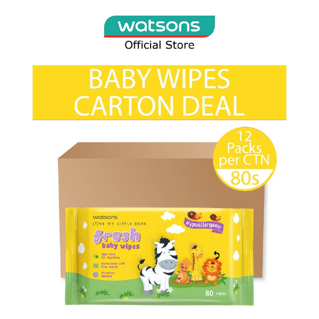 WATSONS Fresh Baby Wipes Hypoallergenic 80s X 12 Packs (per carton ...
