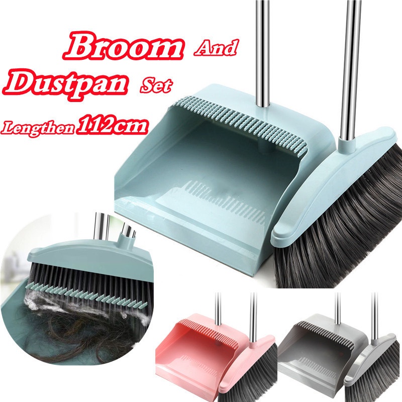 Broom And Dustpan Set Home For Floor Sweeper Garbage Cleaning Stand Up ...
