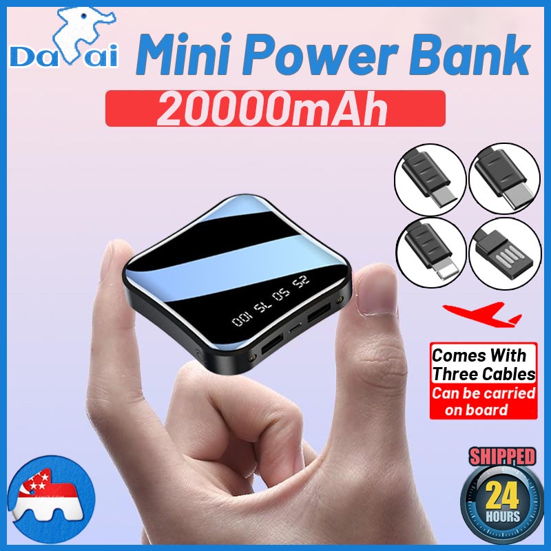 [SG READY STCOK]4 Cables Full Capacity Mini Powerbank Dual USB Portable ...