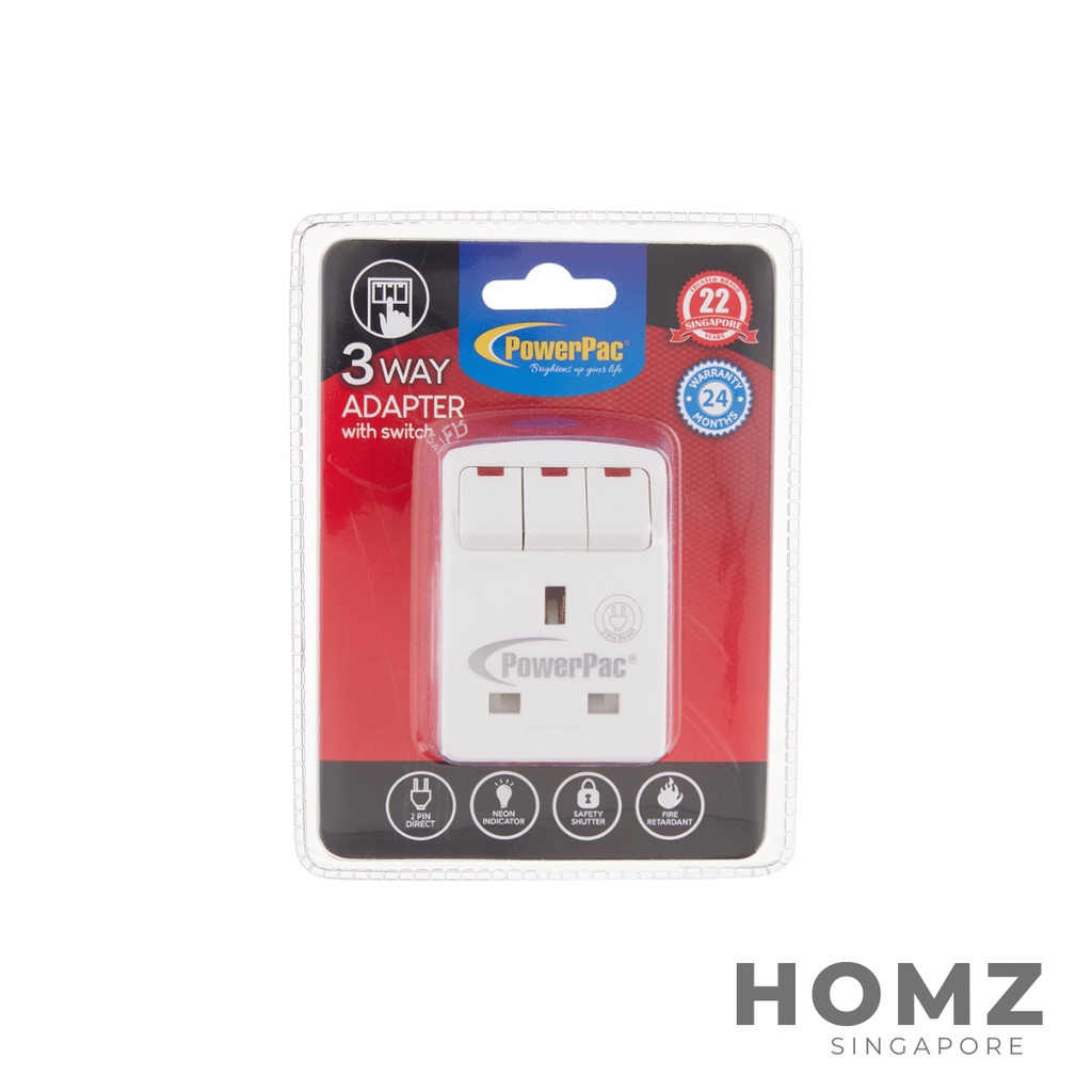 Powerpac 3 Way Multi Adaptor With 2 Pin Direct Plug (PP8733) | Shopee ...