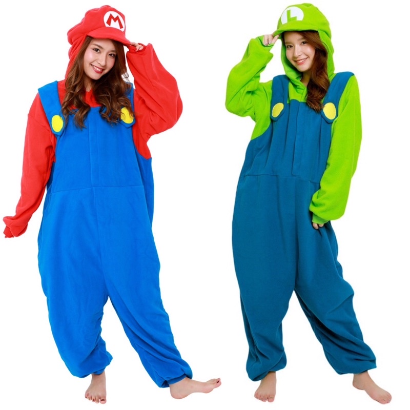 Super Mario Brothers Cartoon Character Overall Kigurumi Onesie Pajamas ...