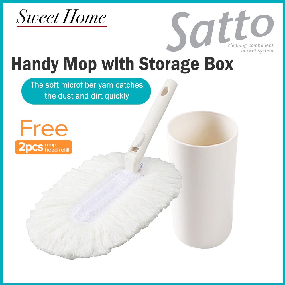 [Free 2 Mop head] Japan Condor Satto Handy Mop with Storage Box Duster ...