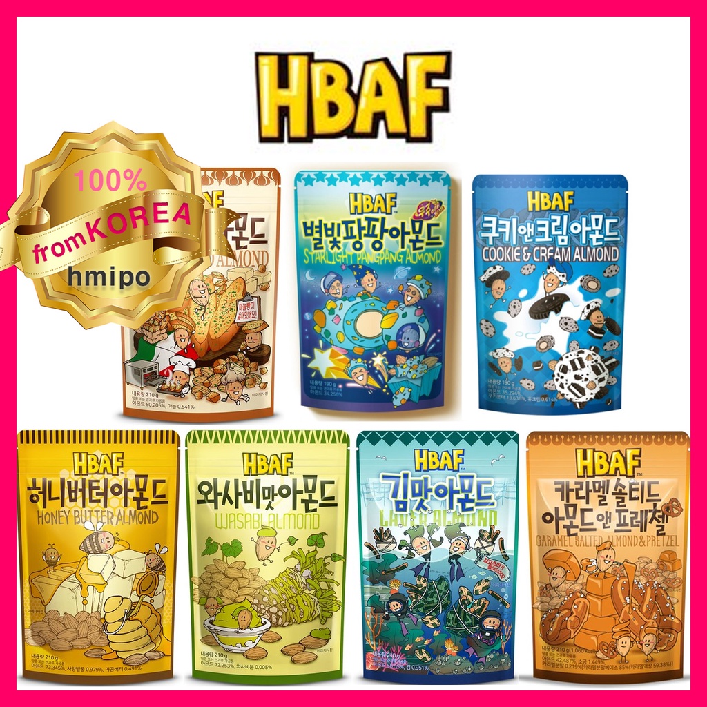 [HBAF]Honey Butter Almond 210g/laver, caramel, garlic bread, wasabi, hot spicy, cookie cream ...