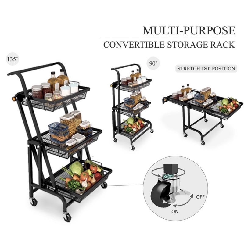 [SG Stock] Kitchen Rack/Kitchen Trolley Cart / Storage Rack / Foldable ...