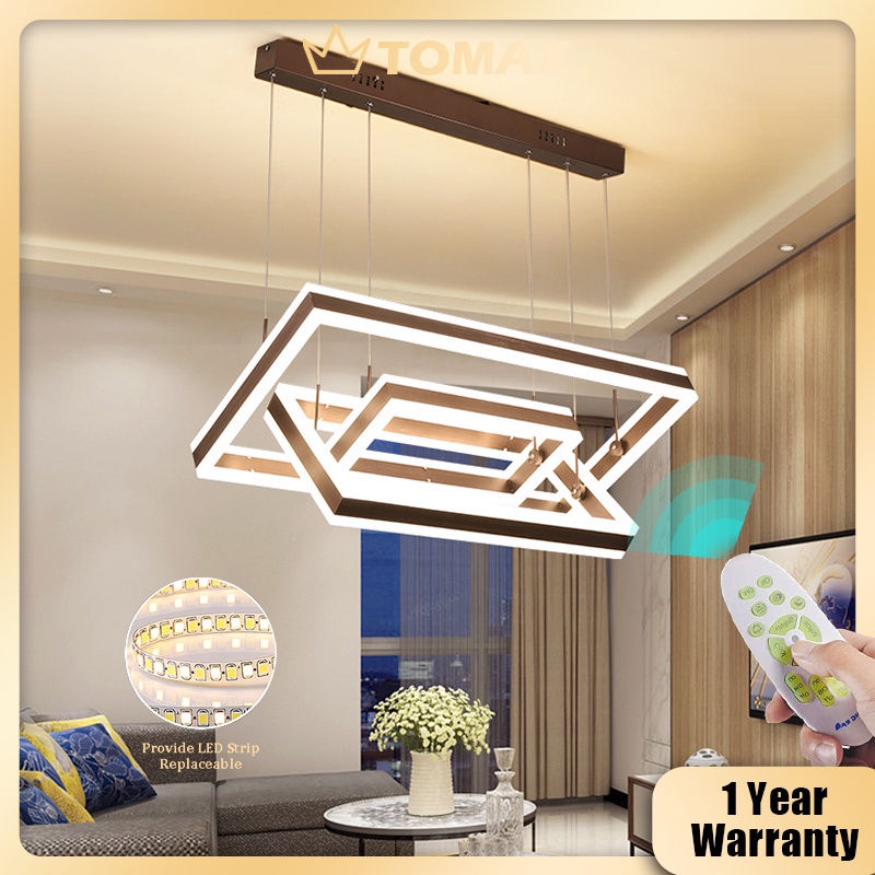 [Free Remote] TOMAX 3Rings 80CM Modern Rectangle Pendant Light For ...