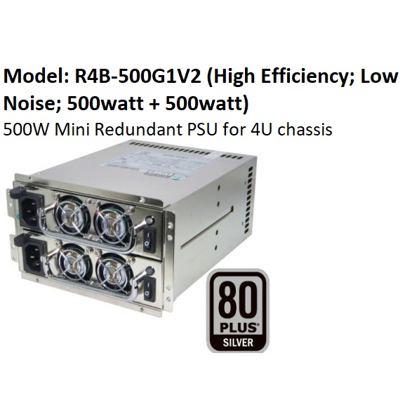 Sure Star, 500W Mini Redundant Power Supply for 4U chassis (Model: R4B ...