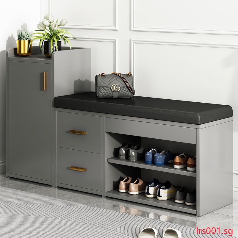 shoe changing stool Shoe Cabinet With Seat Home Door Light Luxury Shoe ...