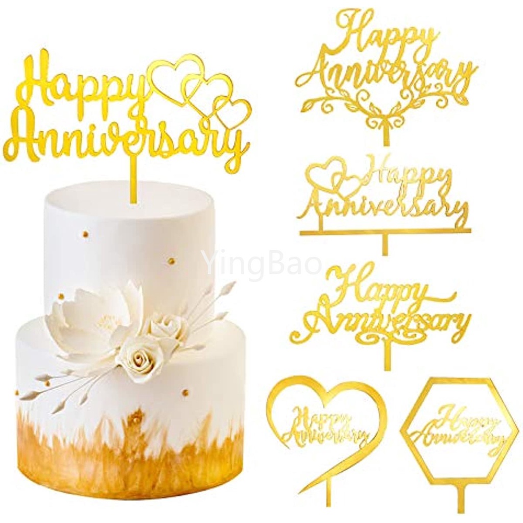 (Individual packing ) 6Pcs Happy Anniversary Cake Topper Decorations ...