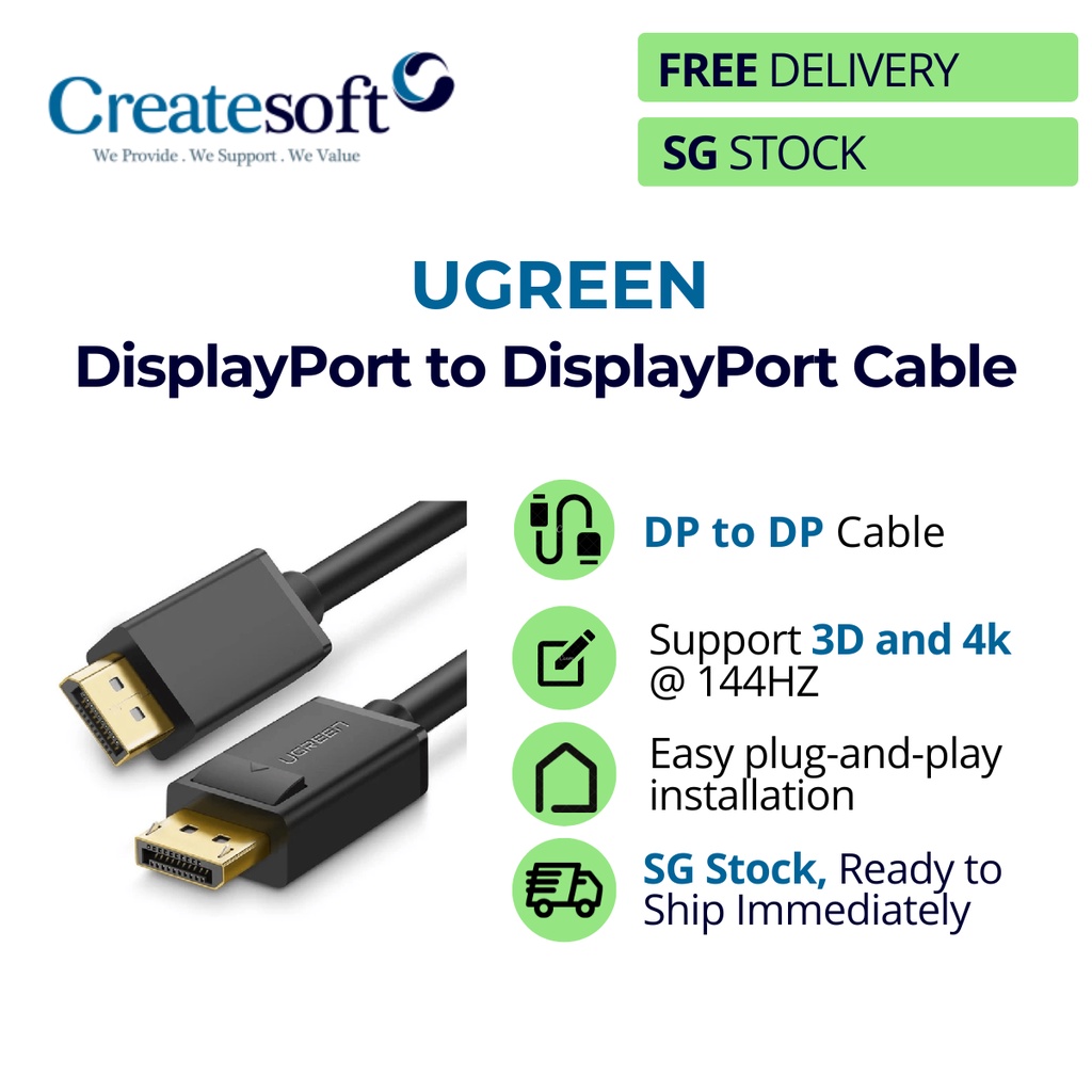 [FREE DELIVERY] UGREEN DisplayPort To DisplayPort DP102 (10211) DP male ...