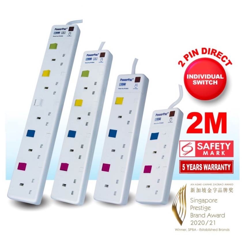 ~ LOCAL SELLER ~ POWERPAC Extension Socket Extension Cord 2/3/4/5 way 2 ...
