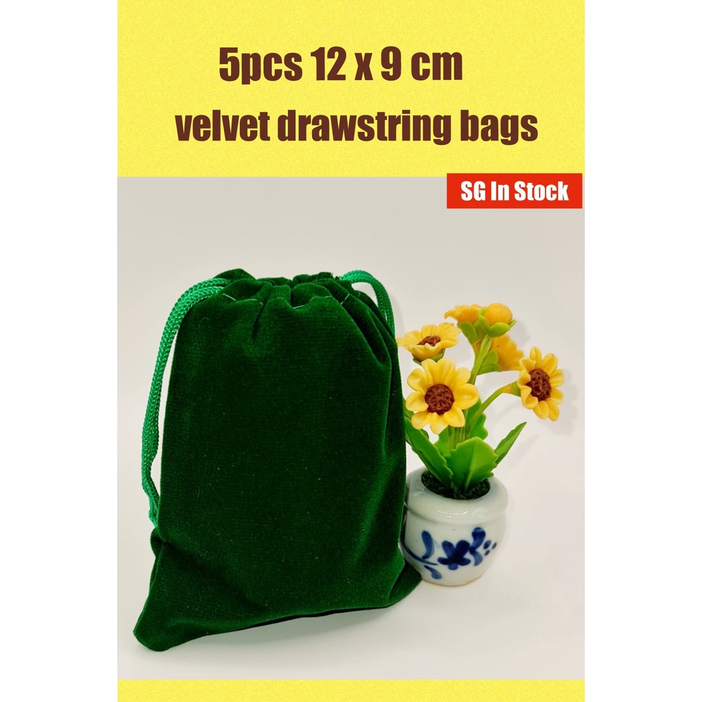 [SG Seller] 5pcs Velvet Drawstring bags 12 x 9 cm Gift bags jewelry ...